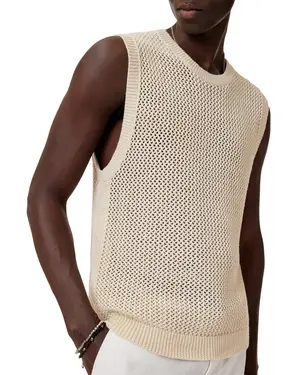 John Varvatos Augusto Open Stitch Tank Top - Eggshell