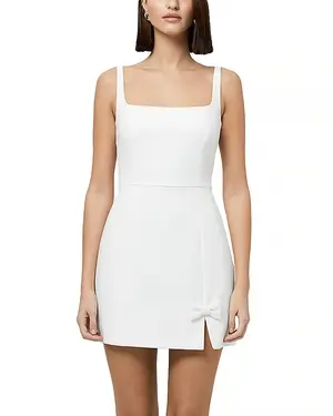 French Connection Bow Trim Slit Mini Dress - Summer White