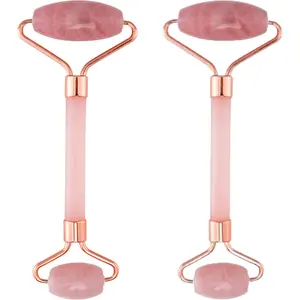 LOVERY Rose Quartz Facial Roller 2-pack - Light Pink / Rose Gold