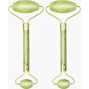 LOVERY Jade Facial Roller 2-pack - Light Green / Gold