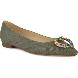 Nine West Hearts Rhinestone Flat - Dark Green 300