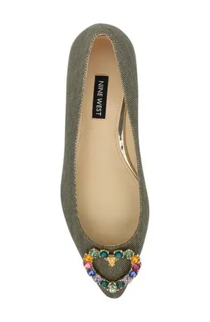 Nine West Hearts Rhinestone Flat - Dark Green 300