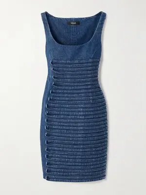 Versace Appliquéd Denim Mini Dress - Blue