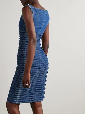 Versace Appliquéd Denim Mini Dress - Blue