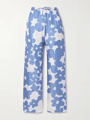 Marni Floral-print Silk-satin Twill Pants - Multi