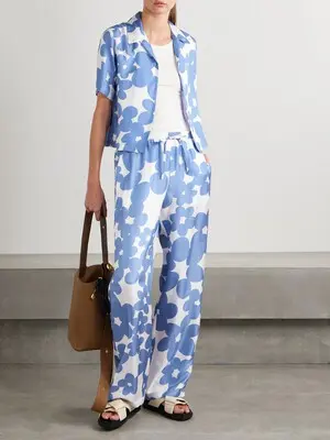 Marni Floral-print Silk-satin Twill Pants - Multi