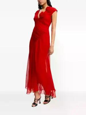 Alejandra Alonso Rojas Draped Chiffon Dress - Red