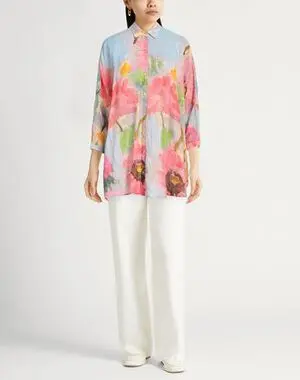 120% Lino Oversized Floral-print Linen Shirt