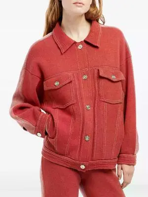 BARRIE Cashmere-cotton Denim Jacket - Red