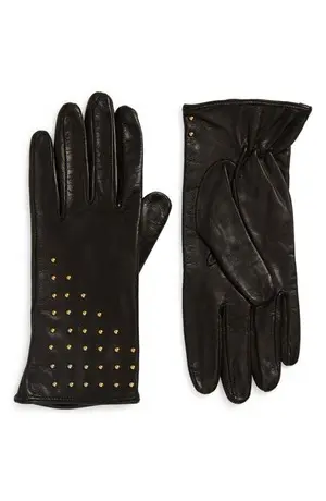 PAULA ROWAN Winnie Leather Gloves - Black /gold