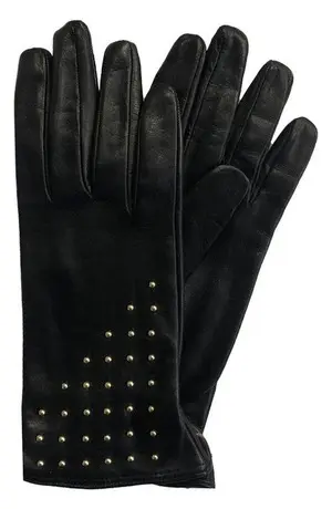 PAULA ROWAN Winnie Leather Gloves - Black Silver