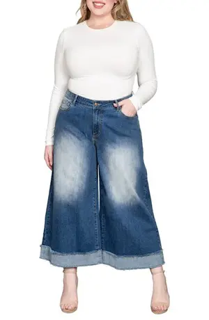 STANDARDS & PRACTICES High-waist Cropped Wide-leg Jeans
