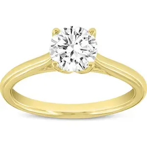 LUVMYJEWELRY 1 Carat Lab Grown Diamond Solitaire Ring - 14k Yellow Gold