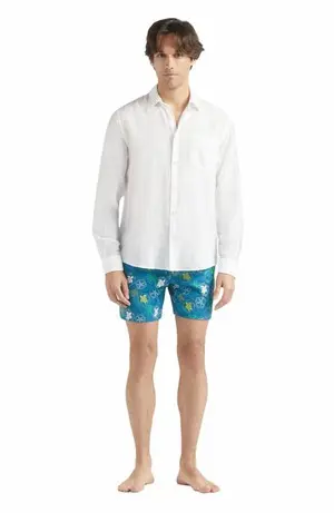 Vilebrequin Solid Linen And Cotton Shirt - Blanc