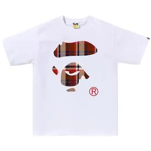 A BATHING APE Check Ape Face Tee - White