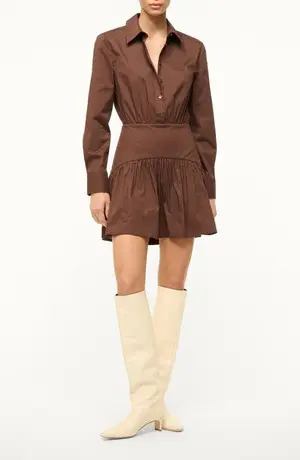 Staud Rocco Long Sleeve Minidress - Earth