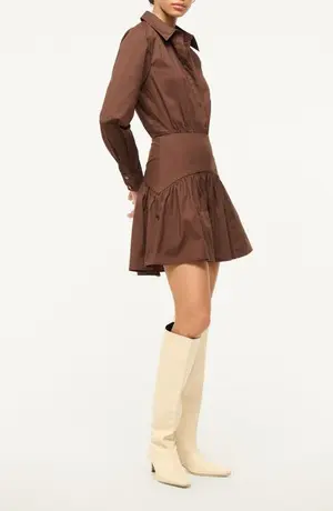 Staud Rocco Long Sleeve Minidress - Earth