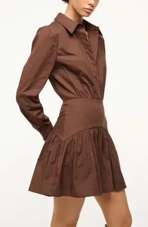 Staud Rocco Long Sleeve Minidress - Earth