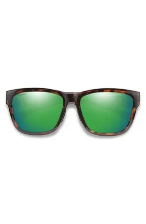 SMITH 56mm Chromapop™ Polarized Square Sunglasses - Tortoise / Glass Green