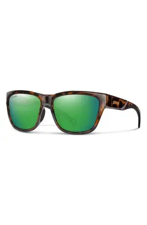 SMITH 56mm Chromapop™ Polarized Square Sunglasses - Tortoise / Glass Green