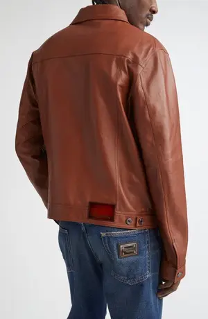 Dolce & Gabbana Leather Trucker Jacket