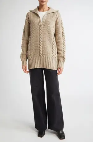 TEURN STUDIOS Cable Knit Merino Wool Sweater
