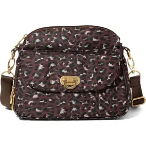 BAGGALLINI Coastal Flip Lock Crossbody Bag - Ganache Cheetah Gold Hardware