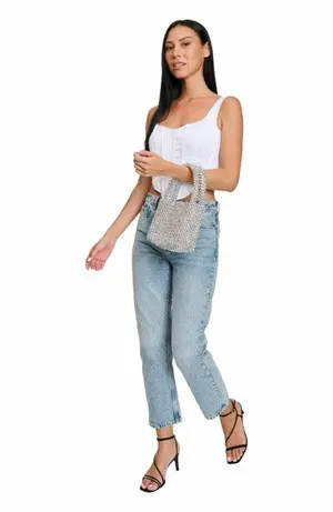 MODA LUXE Donna Rhinestone Evening Bag - Silver