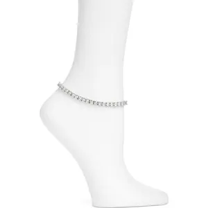 Ben Oni Round Cut Tennis Anklet - Silver