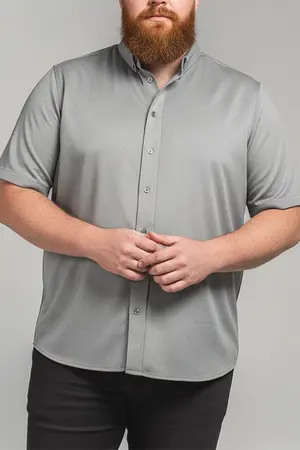 REGENT ROW Men’s Big And Tall Commuter Shirt, Short Sleeve Button Down, Tailored Fit, Spread Collar, Performance Fabric - Heather Grey