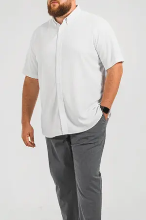 REGENT ROW Men’s Big And Tall Commuter Shirt, Short Sleeve Button Down, Tailored Fit, Spread Collar, Performance Fabric - White