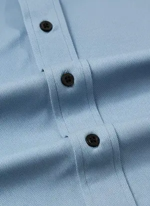 REGENT ROW Men’s Big And Tall Commuter Shirt, Long Sleeve Button Down, Tailored Fit, Spread Collar, Performance Fabric - Heather-blue