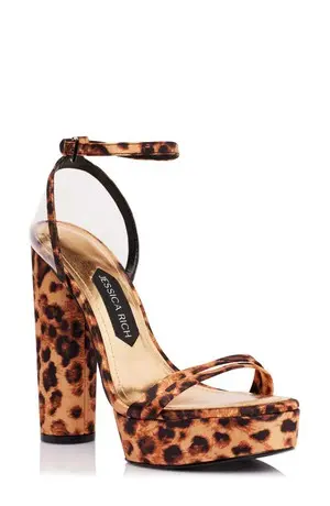 JESSICA RICH Platform High Heel Sandal - Leopard