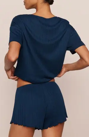 Eberjey Pointelle Rib Pajama Shorts - Navy