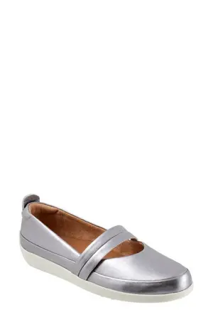Softwalk Devon Mary Jane Flat - Pewter