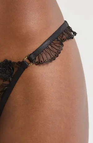 Bluebella Gabriella Embroidered Mesh Thong - Black