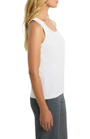 NIC+ZOE Perfect Stretch Cotton Knit Tank - Paper White