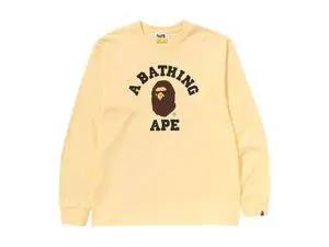 BAPE College Long Sleeve Tee Shirt (ss25) Yellow
