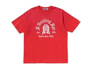 BAPE Washed Effect Tee Shirt Red