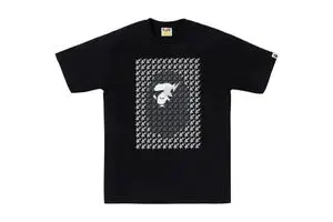 A BATHING APE Sta Houndstooth Ape Head Tee Shirt - Black