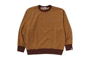 A BATHING APE Sta Houndstooth Jacquard Crewneck Sweatshirt