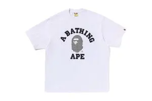 A BATHING APE Sta Houndstooth College Relaxed Fit Tee Shirt - White
