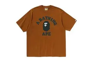 A BATHING APE Sta Houndstooth College Relaxed Fit Tee Shirt - Brown