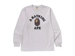 BAPE College Long Sleeve Tee Shirt - Grey