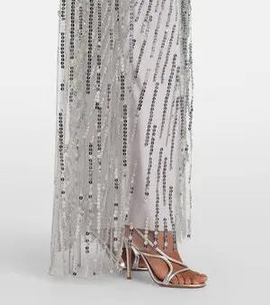 Jenny Packham Gold Rush Sequined Cocktail Dress - Silver