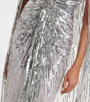Jenny Packham Gold Rush Sequined Cocktail Dress - Silver