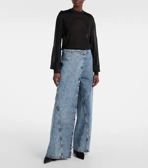 Alaïa Wide-leg Wrap Jeans - Blue