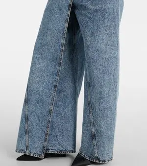 Alaïa Wide-leg Wrap Jeans - Blue