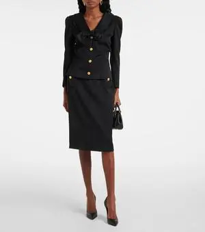 Alessandra Rich Virgin Wool Pencil Skirt