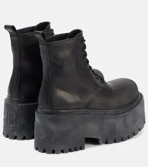 Balenciaga Strike Leather Platform Combat Boots